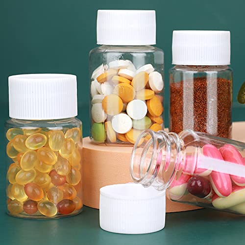 Othmro 10Pcs 5ml Plastic Bottles, Lab Cylindrical Chemical Reagent Bottle, Wide Mouth Laboratory Reagent Bottle, Sample Sealing Liquid Storage Container for Food Store Transparent