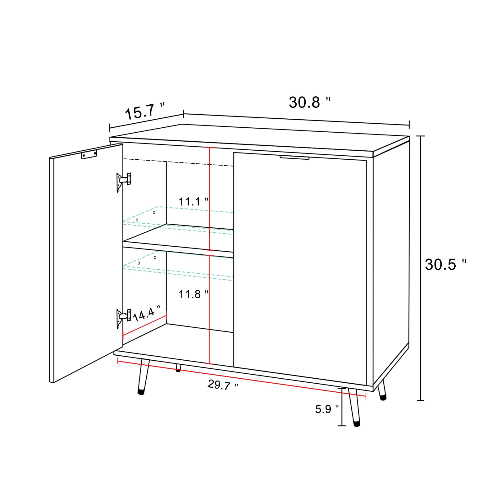 Anmytek Modern Sideboard Buffet Cabinet, Natural Oak Accent Cabinet with 2 Doors and Adjustable Shelf Spaicous Storage Cabinet for Living Room Kitchen Hallway, H0058