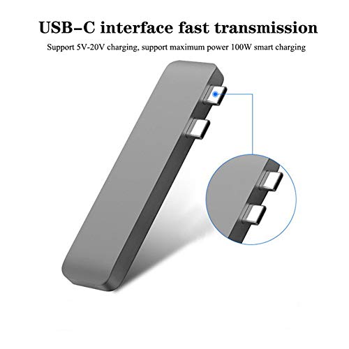XUNMAIFHB Portable Docking Station,Double Head Type-c HUB to hdmi 4k hub + Card Reader + Type-c Docking Station Lightning 3 Interface Fast Transmission, Silver
