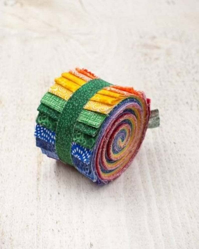 2.5 inch Rainbow Basics Jelly Roll 100% Cotton Fabric Quilting Strips 18 Strip