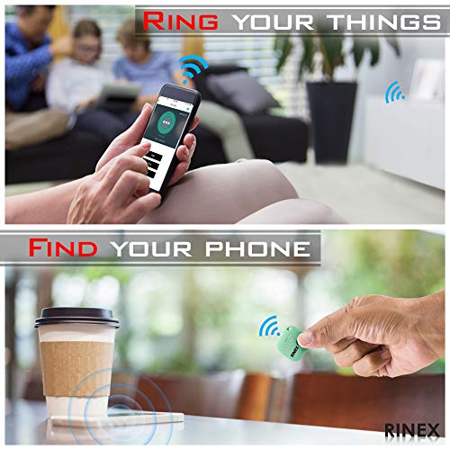 Bluetooth Key Finder β Key Locator Device with App, Siri Compatibility, Extra Battery β Anti-Lost GPS Keychain Tracker Device for Phone, Luggage, Backpack, Wallet β Tracking Chip Tags by Rinex