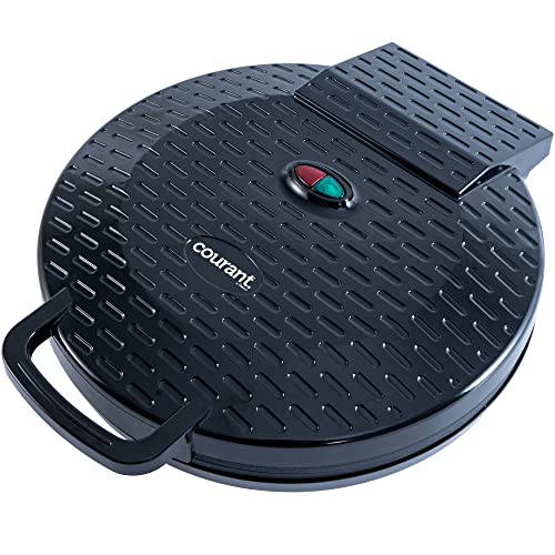 Courant Pizza Maker 12 inch Pizzas Machine, Newly improved Cool-touch Handle Non-Stick plates Pizza oven & Calzone Maker, Electric Countertop Oven for Home or School, 12β Indoor Grill/Griddle, Black