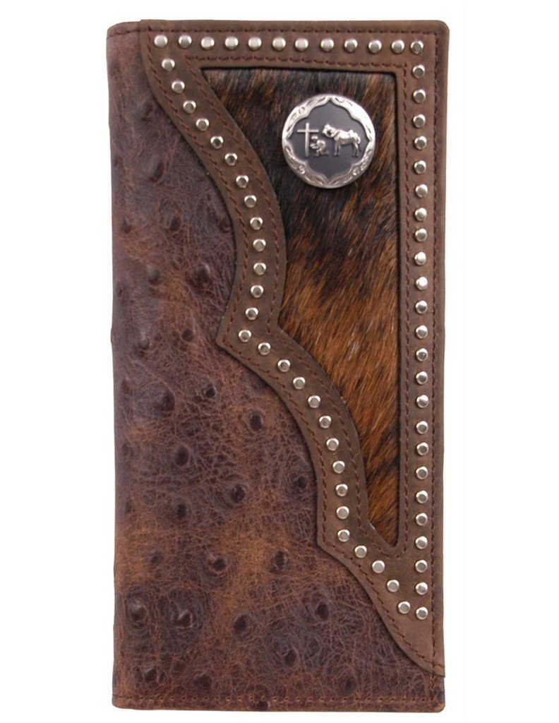 3D Belt Unisex-Adult DW914 Brwn Ostrich Rodeo W/Hide Concho