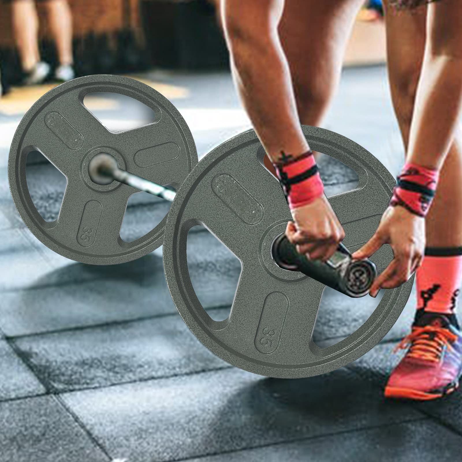 35LB Olympic Weight Plates, Standard Bumper Plates for Barbell, 2-inch Hole, Ideal for Strength Training, Weightlifting, Fat Loss, and Home Gym Equipment (35LB Single-Plate B)
