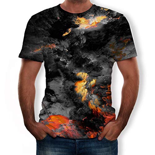 YOMXL Men's 3D Printed Tops Summer Short Sleeve Soft Comfort Blouse Unisex Creative Funny Graphic Tee Black