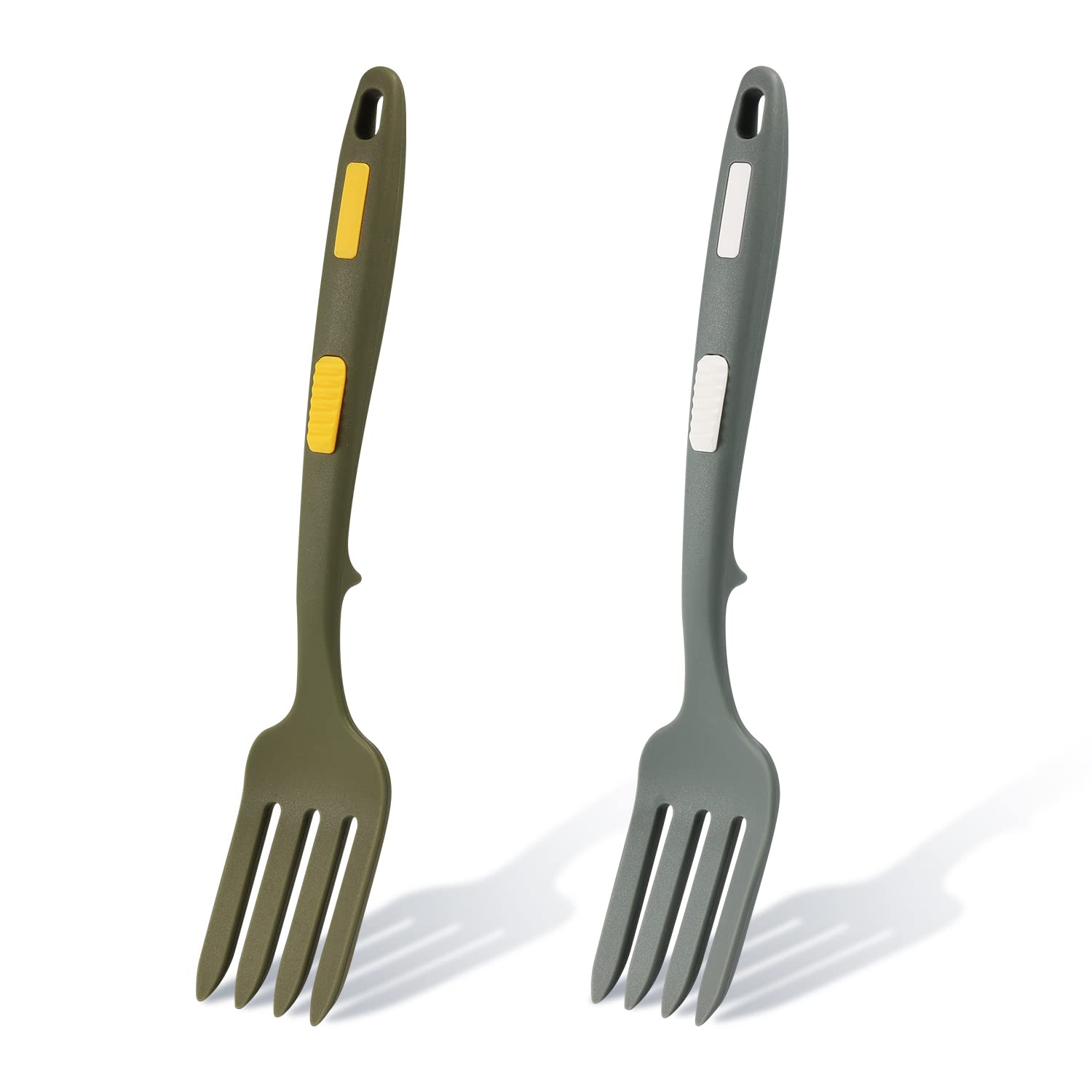 2pcs Silicone Flexible Forks, Large Silicone Cooking Fork Heat Resistant, Multifunctional Nonstick Blending Fork for Cooking Utensil for Kitchen Stir Mix Mash (Gray Green, Dark Green)
