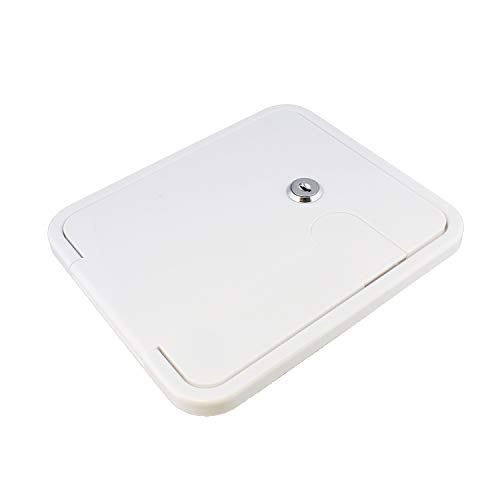 Dumble Low Profile Electric Cable Hatch RV Electric Cord β White RV Camper Electric Cord Cover 7.5in x 6.5in Square