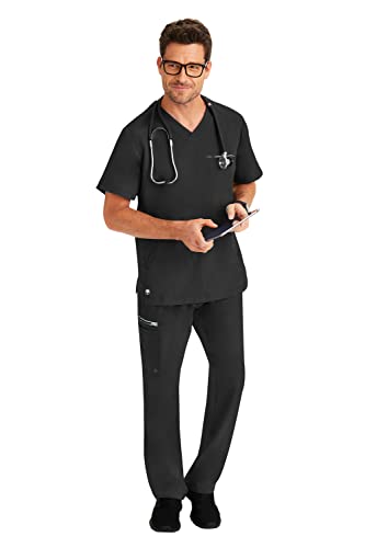 Healing Hands 6 Pocket Mens Scrubs Pant HH360 9171 Noah Cargo Scrub Pant for Men Full Elastic with Drawstring Black MSH