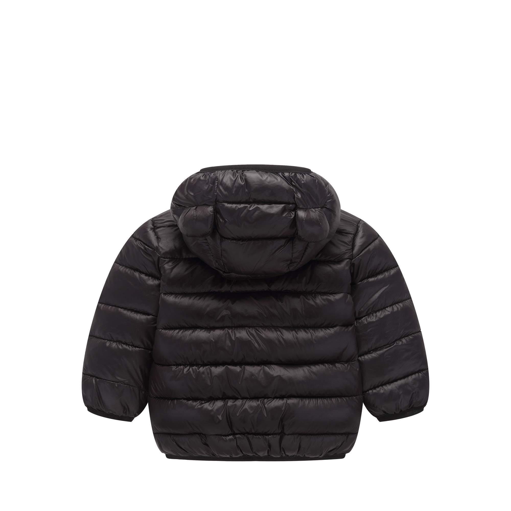 Winter Down Coats for Kids Baby Boys Girls Light Puffer Padded Jacket Bear Hoods Infant Outerwear Black