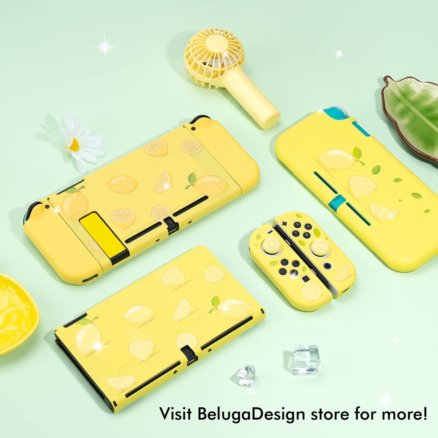 BelugaDesign Ramen Sushi Switch Case | Food Dumpling Noodles Japanese Cute Kawaii Pastel Case | Cover Snap on Shell Compatible with Nintendo Switch (Switch OLED, Clear)