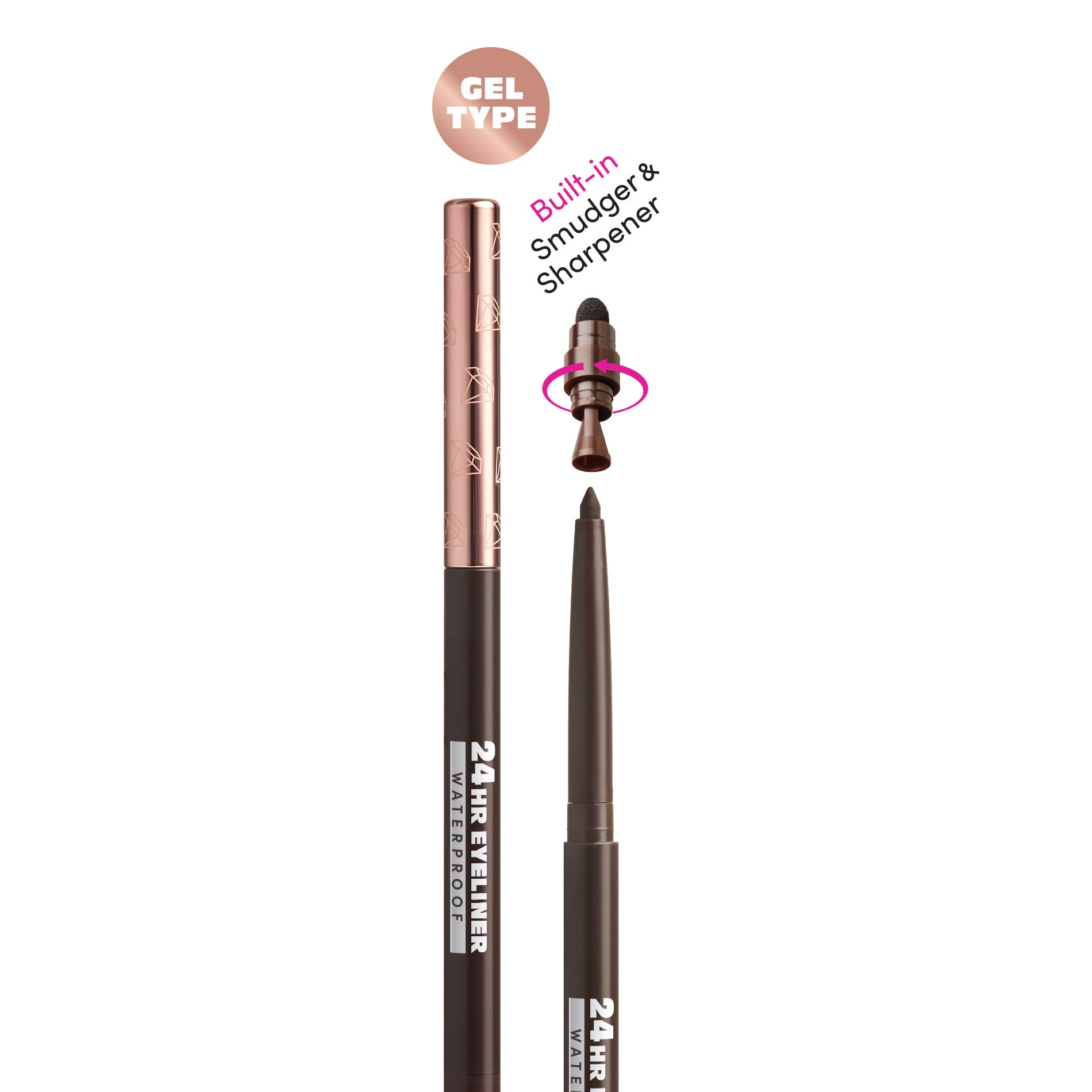 Ruby Kisses Waterproof Eyeliner, 24HR Waterproof Long-Lasting Mechanical Eyeliner Pencil with Built-in Sharpener, Smudgeproof 3 Pack (Dark Brown)