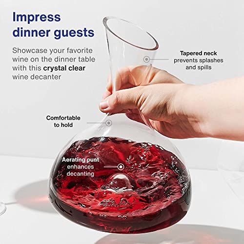 GoodGlassware Wine Decanter β Personal Red Wine Carafe with Wide Base and Aerating Punt - Crystal Clear, Full Bottle Pitcher (44 oz Capacity)