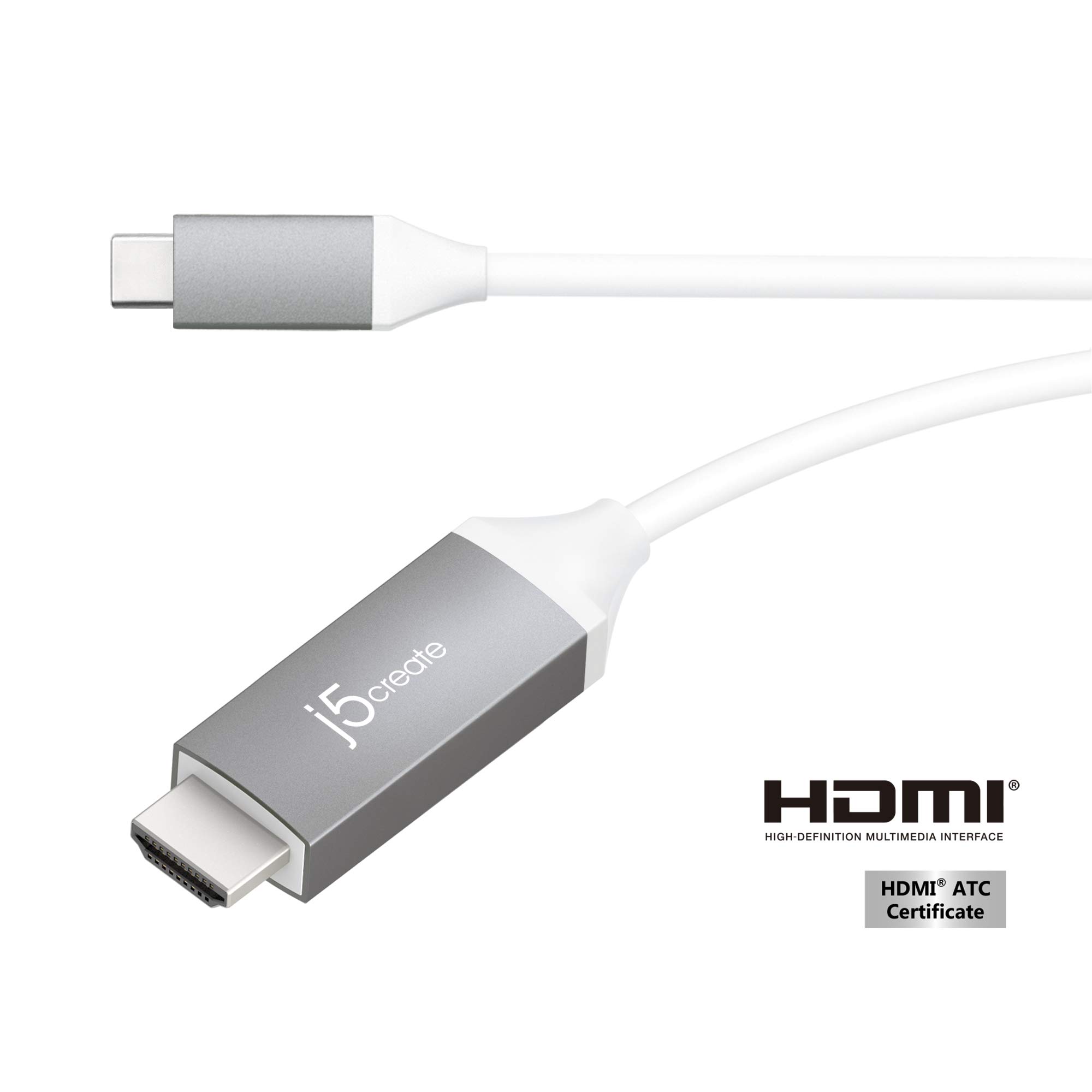 j5create USB Type C to 4K@60Hz HDMI 6ft Cable with HDMI ATC Certificate,Compatible with Thunderbolt 3/4, MacBook Pro/Air, iPad Pro, iPad Air 4, ChromeBook and More (JCC153G)