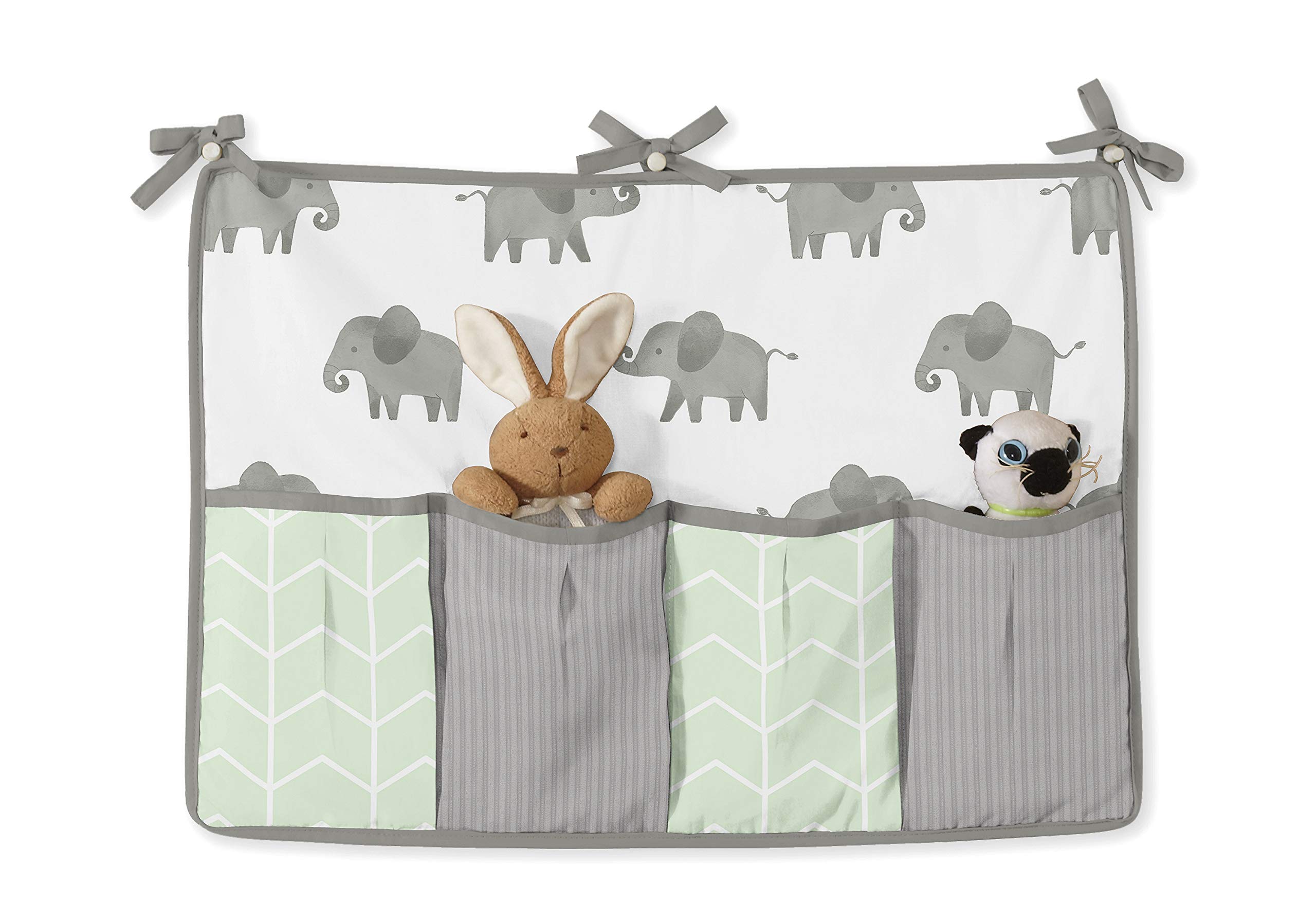 Sweet Jojo Designs Mint, Grey and White Watercolor Elephant Safari Baby Unisex Crib Bedding Set - 11 pieces