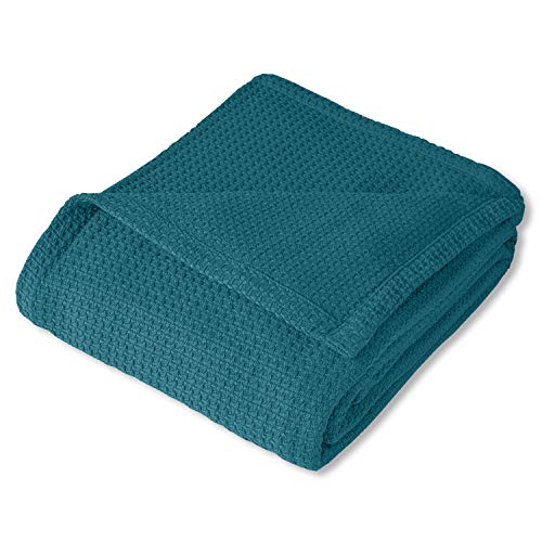 Sweet Home Collection 100% Fine Cotton Blanket Luxurious Weave Stylish Design Soft and Comfortable All Season Warmth, Full/Queen, Teal