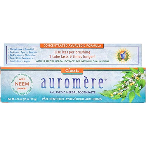 Auromere Ayurvedic Herbal Toothpaste, Classic Licorice - With Neem & Peelu, Natural Toothpaste, Non-GMO, Fluoride Free Toothpaste, Vegan, Cruelty-Free, Lasts 3x Longer than Regular Toothpaste - 6 Pack