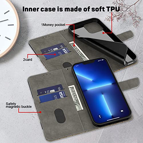 ALILANG Phone Case for Oppo A17 Case, Magnetic Stand Flip PU Leather Cover with Card Holder Protective Shockproof for Oppo A17 Wallet Case-Naughty Cat
