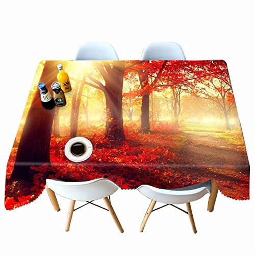 3D Maple Leaf Landscape Sunset Forest Tablecloth Dustproof Rectangular Table Cloth for Party Wedding Decoration De Table A4 140x210cm