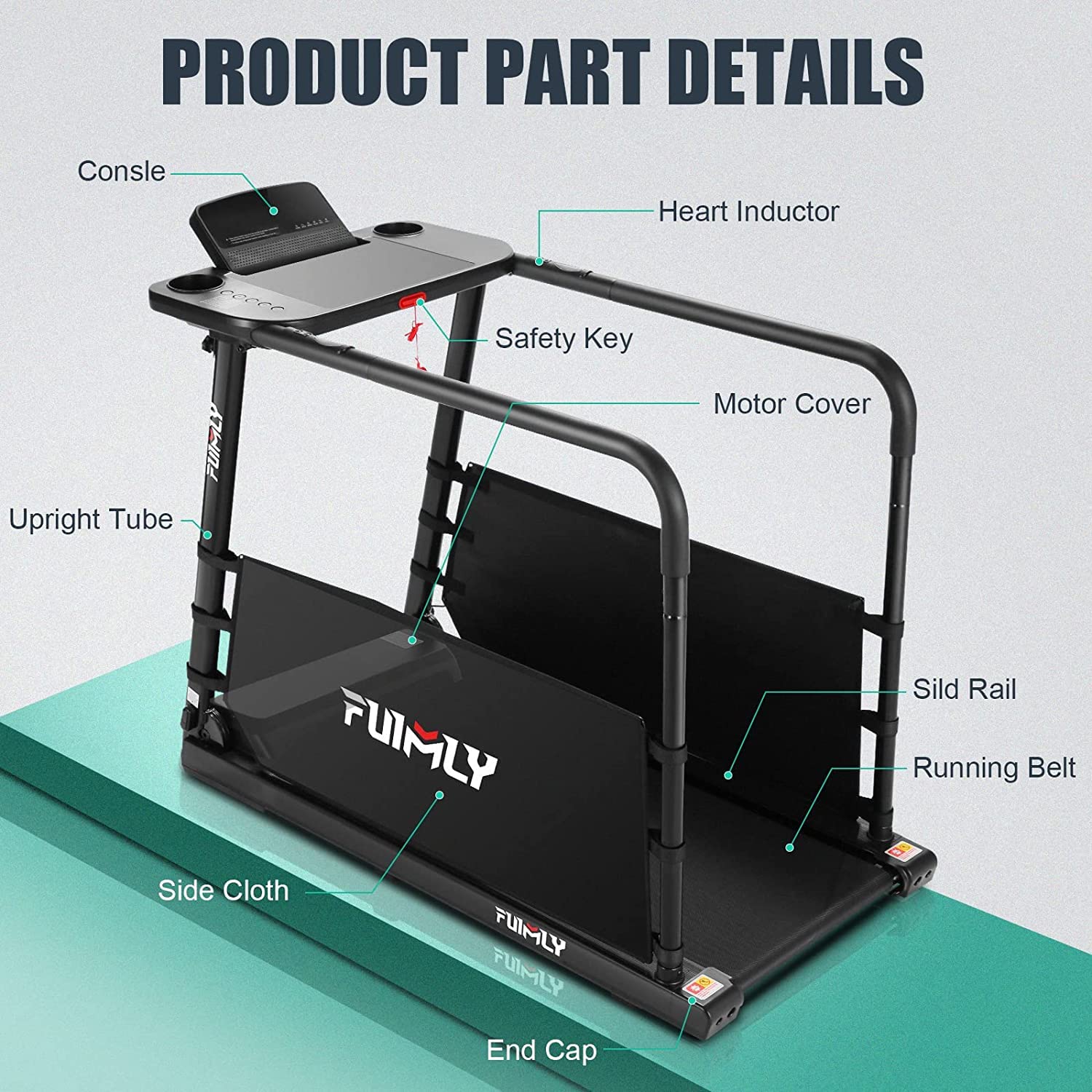 4-in-1 Treadmill with Large Desk, 2.25HP Folding Electric Treadmills, Pet Treadmill TR11602