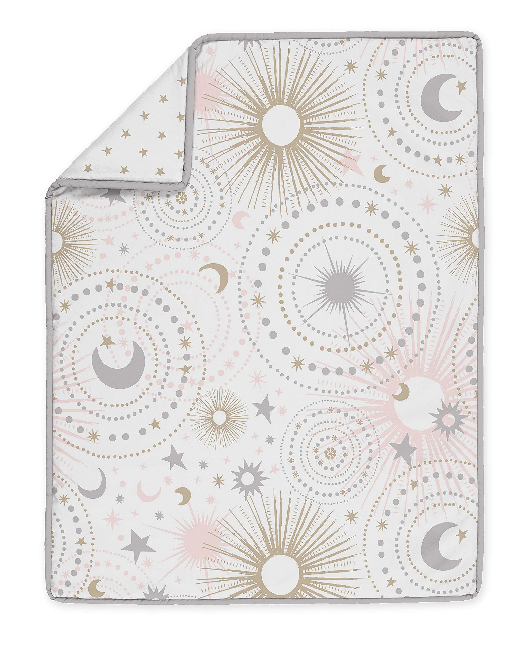 Sweet Jojo Designs 4 pc. Blush Pink, Gold, Grey and White Star and Moon Celestial Baby Girl Crib Bedding Set