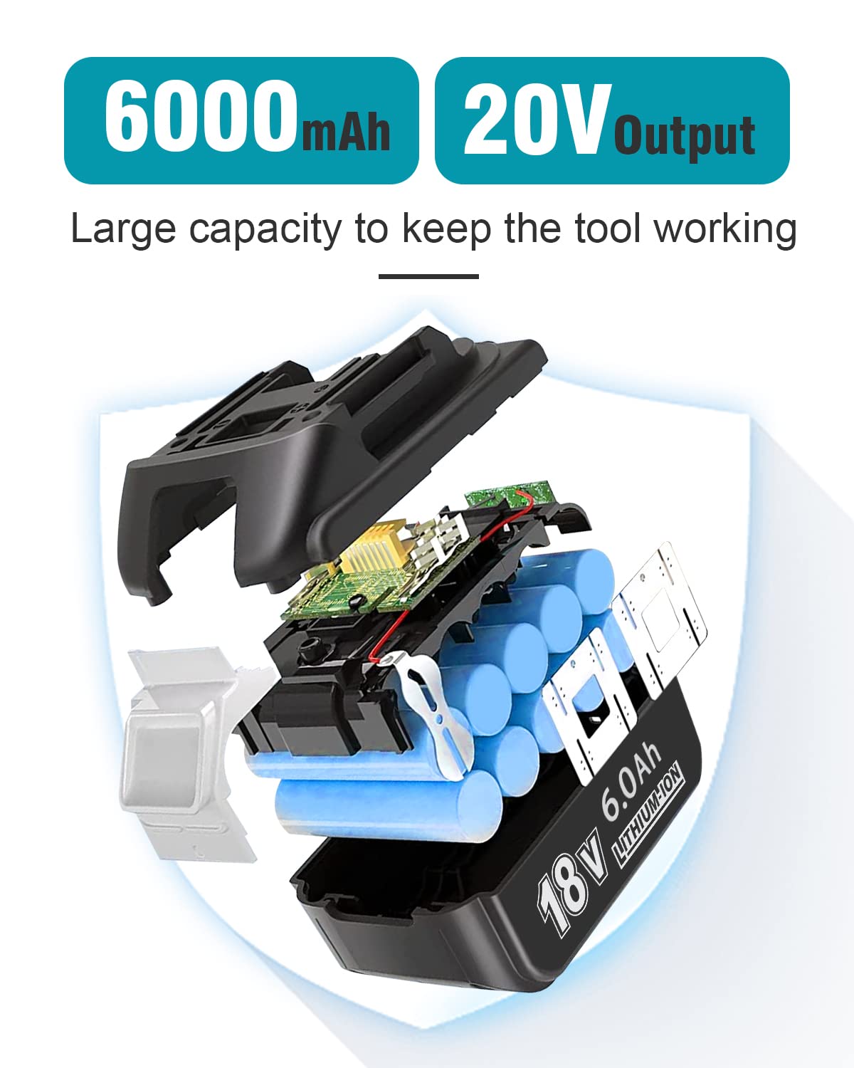 APTOOLER Replacement for Makita 18V Battery 6.0Ah 4/pk Compatible with Makita BL1815 BL1830 BL1835 BL1840 BL1850 BL1860 18volt Battery