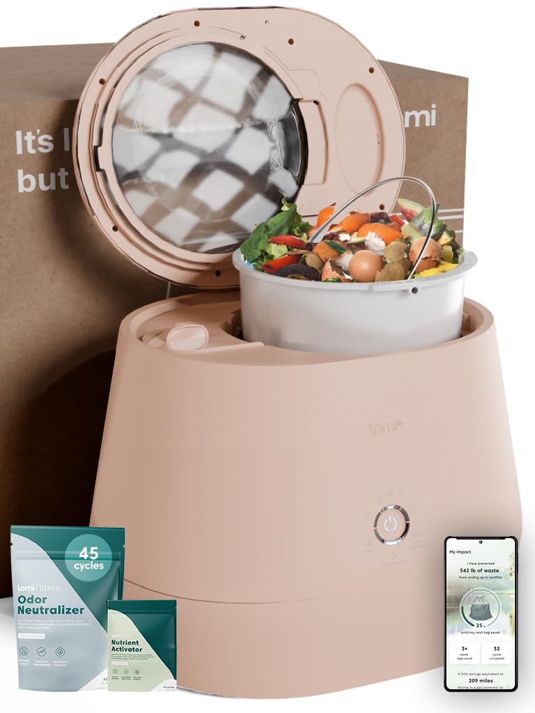 Lomi 2 – 3L, Electric Composter (45 Cycles), World’s First Smart Waste Kitchen Bin That Turns Waste into Natural Fertilizer with a Single Button, Indoor Compost Bin (Black)