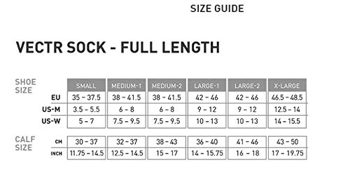 2XU Womens Vectr Full Length Socks, Titanium/Black, 7-8 US