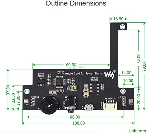 XYGStudy USB Audio Codec for Jetson Nano Developer Kit B01 and 2GB, USB Sound Card Driver-Free Plug and Play Built-in Microphone and Speaker Header, Recording and Playback Support