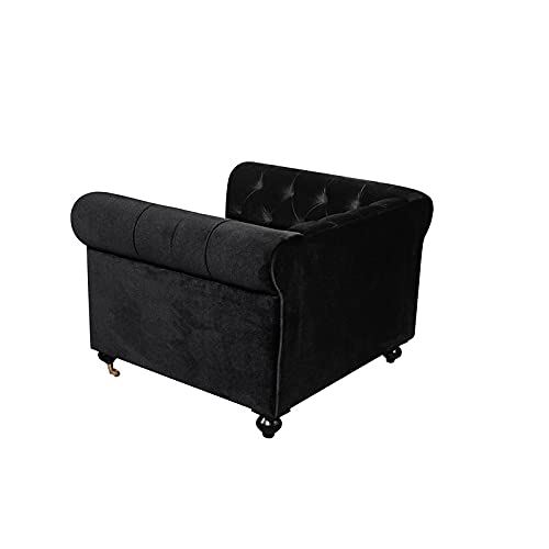 American Home Classic Claire 15" 1-Seat Traditional Velvet Sofa in Gold/Black