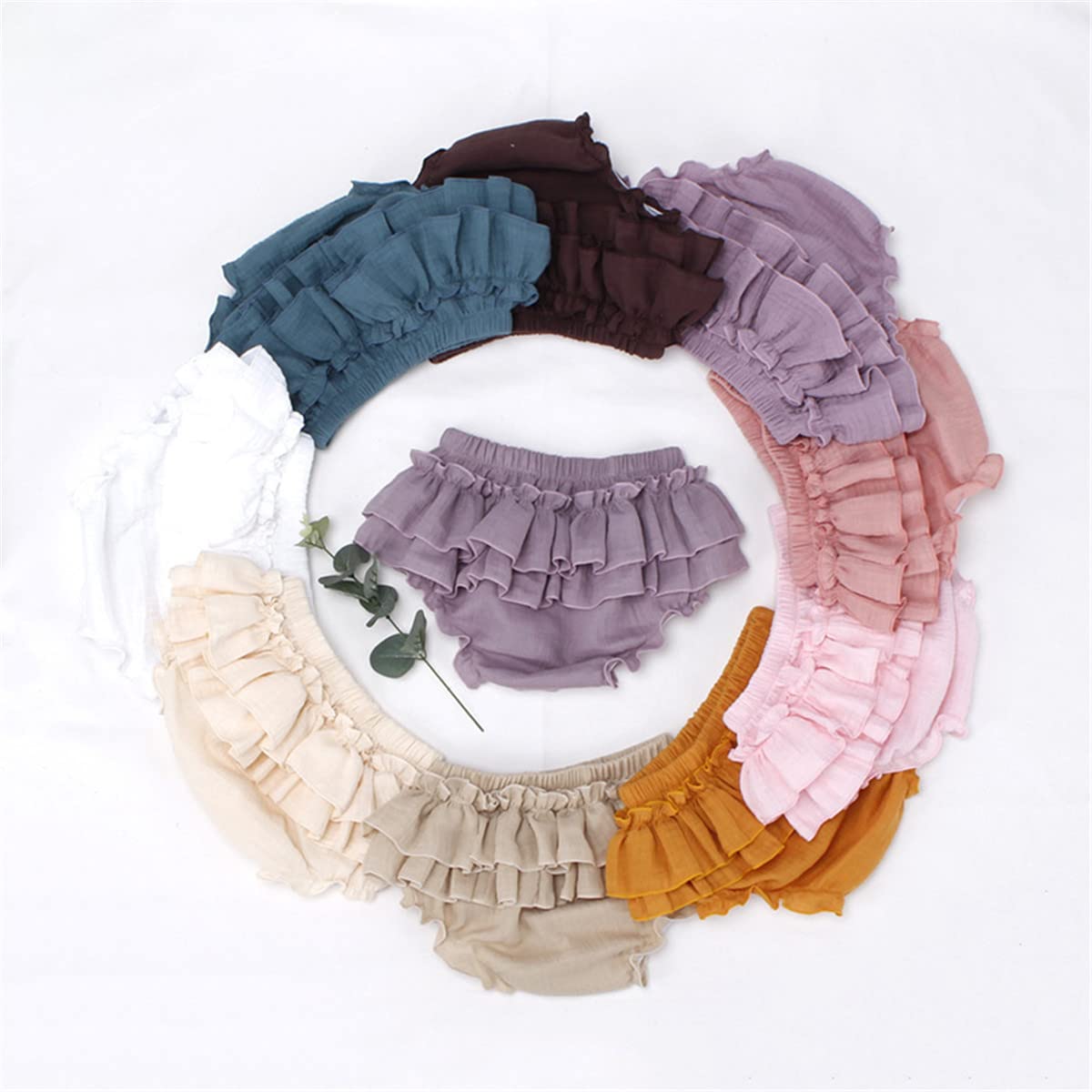 JELEUON 3 Pack of Little Baby Girls Boys Cotton Linen Blend Cute Bloomer Shorts 18-24 M