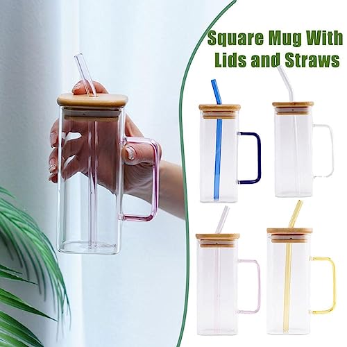 400ml Square Glass Cup With Lid And Straw Transparent Coffee Cup Cup Drinking Mocha Juice Wine Milk O6j7 Bubble C Beer Glass Tea