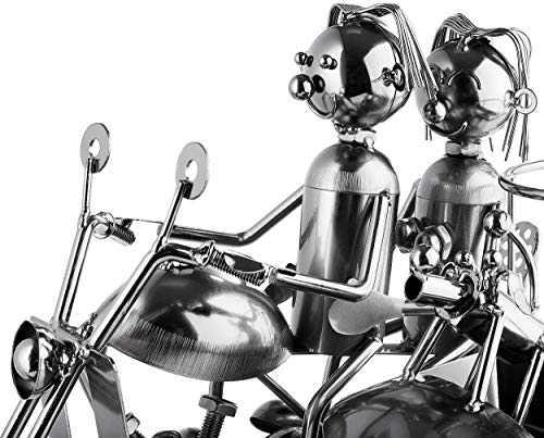 BRUBAKER Wine Bottle Holder Motorcycle Couple with Dog in Sidecar Metal Sculptures and Figurines Decor Wine Racks and Stands Gifts Decoration