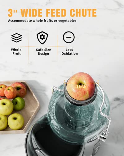 Centrifugal Juicer Machine - LCD Monitor 1100W Juice Maker Extractor, 5-Speed Juice Processor Fruit and Vegetable, 3" Feed Chute Stainless Steel Power Juicer, Easy Clean, BPA Free (Black)