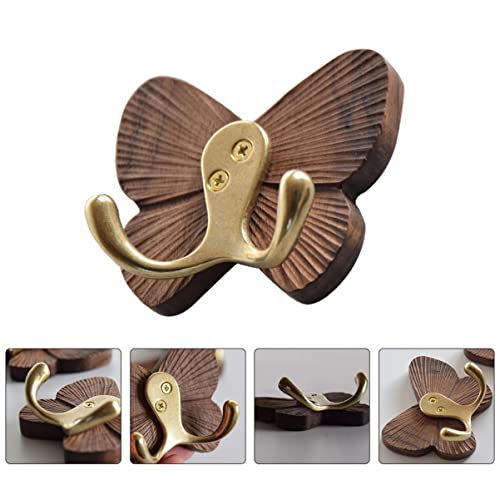 Alipis 3 pcs Hangers Storage Hooks Mounted Practical Balcony Retro Utility Robe Hanging Wall-Mounted Hardware Towel Scarf Wall Wooden Handbag Hat for Purse Natural Shape Rack