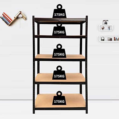 Heavy Duty Shelf Garage Shelving Unit Steel Metal Storage 5 Level Adjustable Shelves Rack, 71" Hx36 Wx16 D (Black)