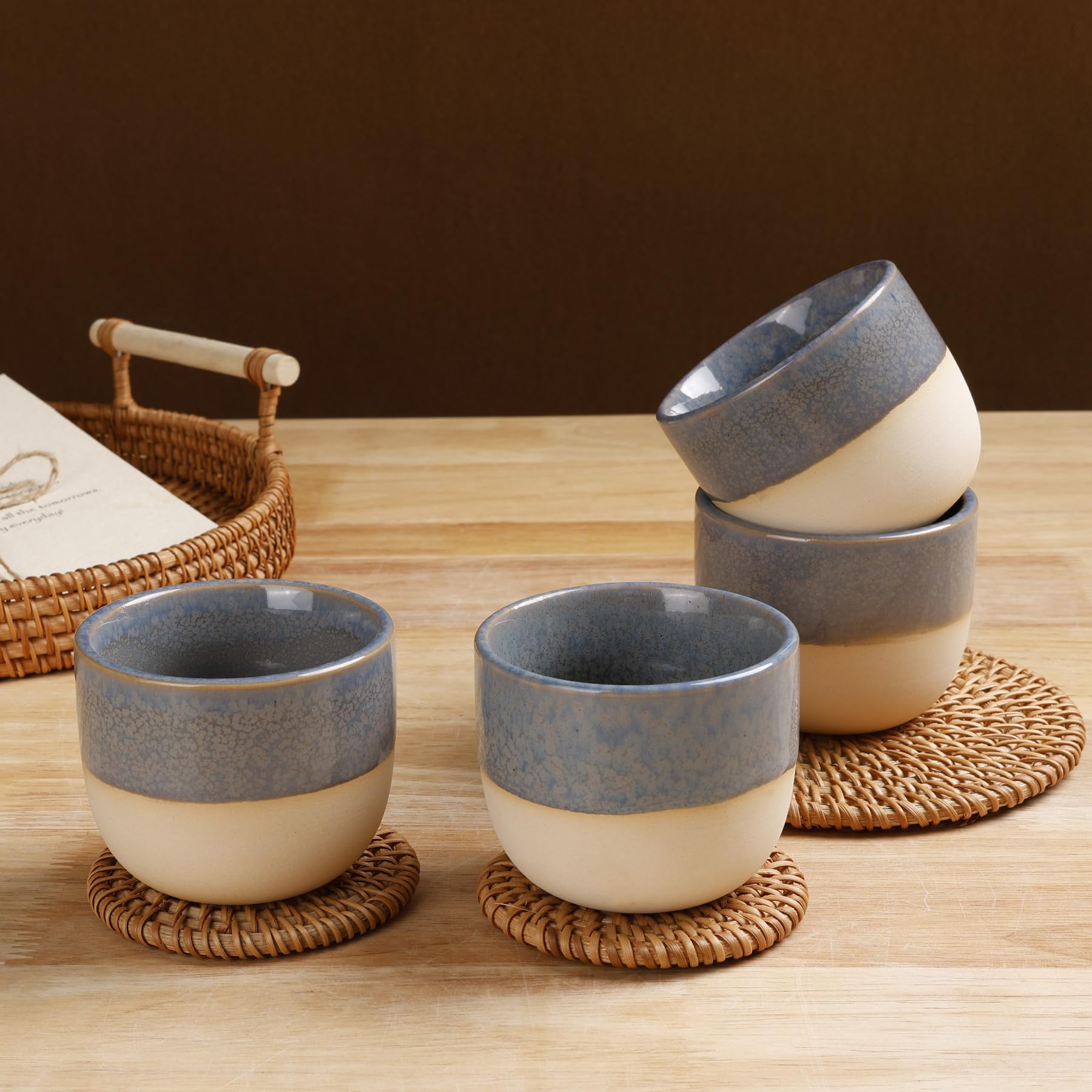 ZEBERBO Ceramic Espresso Cups Set of 4, 5oz Espresso Coffee Mugs, Special Glazed Demitasse Cups Expresso Coffee Cup for Espresso Machine