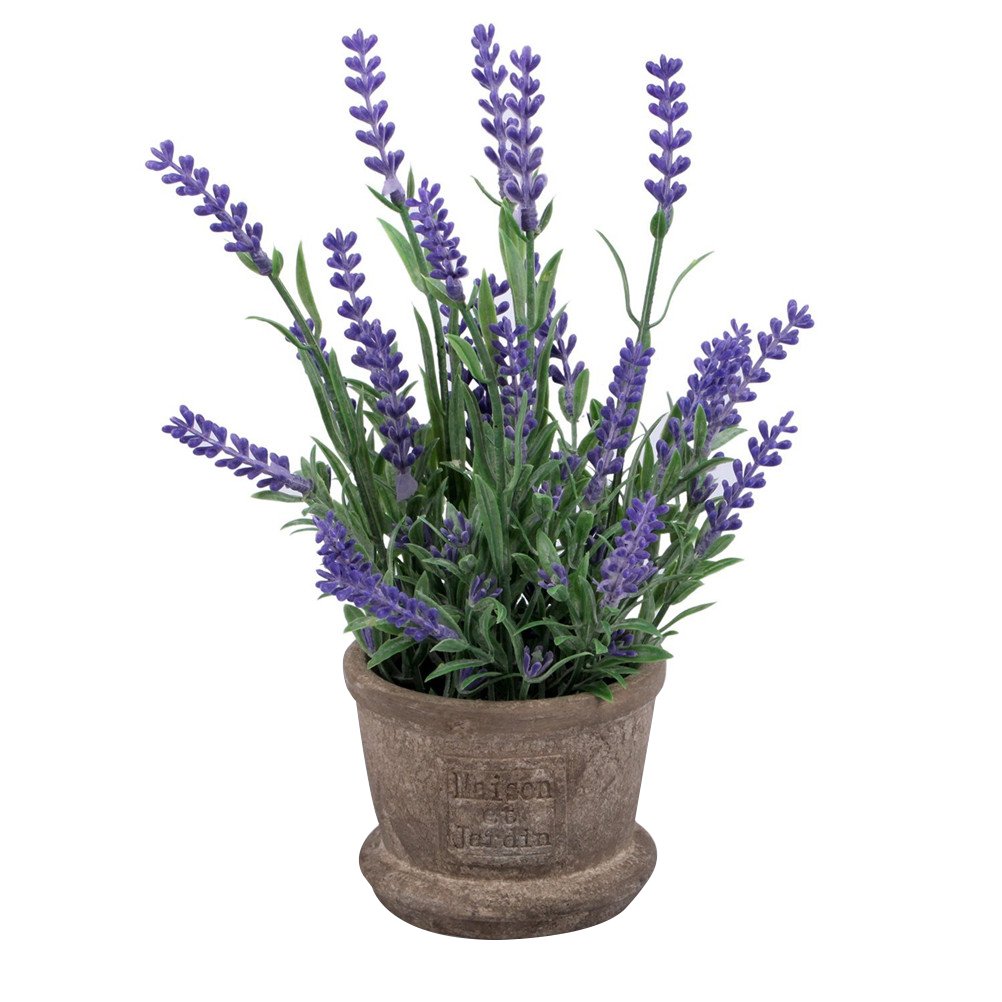 Artificial Flowers Plastic Lavender Arrangements in Pots for Decor (Purple)
