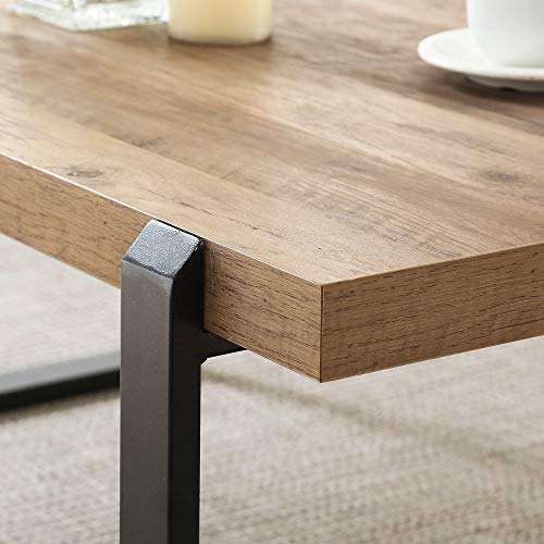 FOLUBAN Rustic Coffee Table,Wood and Metal Industrial Cocktail TableĀ for Living Room, 47 Inch Oak