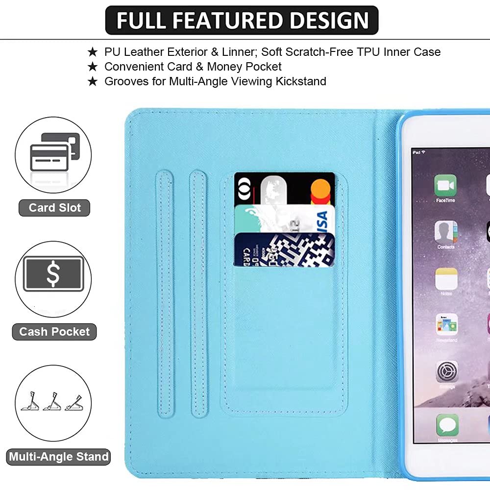 Fancity for iPad 9th Generation Case 2021, for iPad 8th 7th Generation Case (2020/2019 Release), 10.2 Inch PU Leather Case with Pen Holder, Smart Wake Sleep Stand Cover with Card Slot, Angle Unicorn