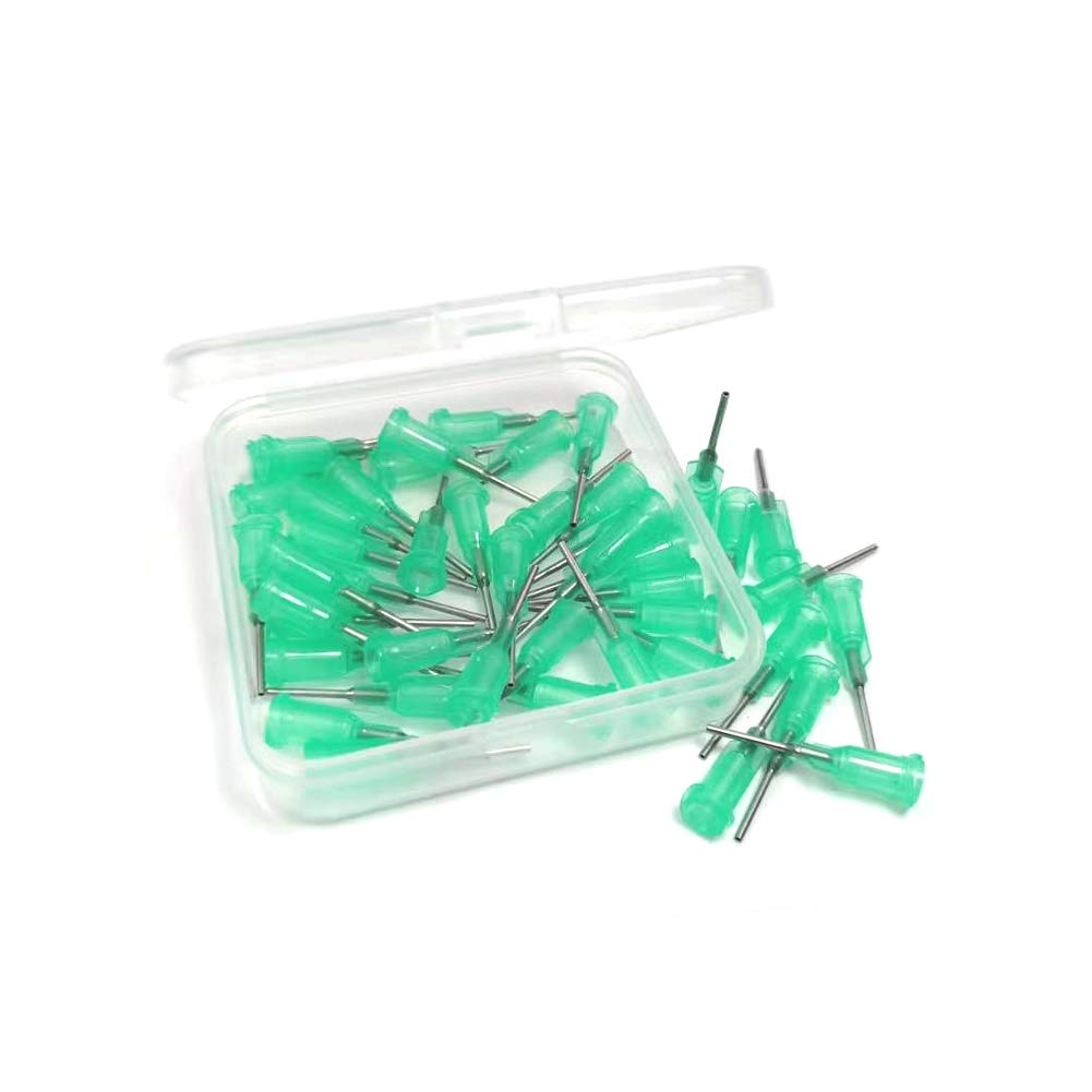 SANANTS - 18GA 1/2 Inch Dispensing Needle - Blunt Tip Luer Lock - Fluid Manifold Channel - 50 PCS,Green