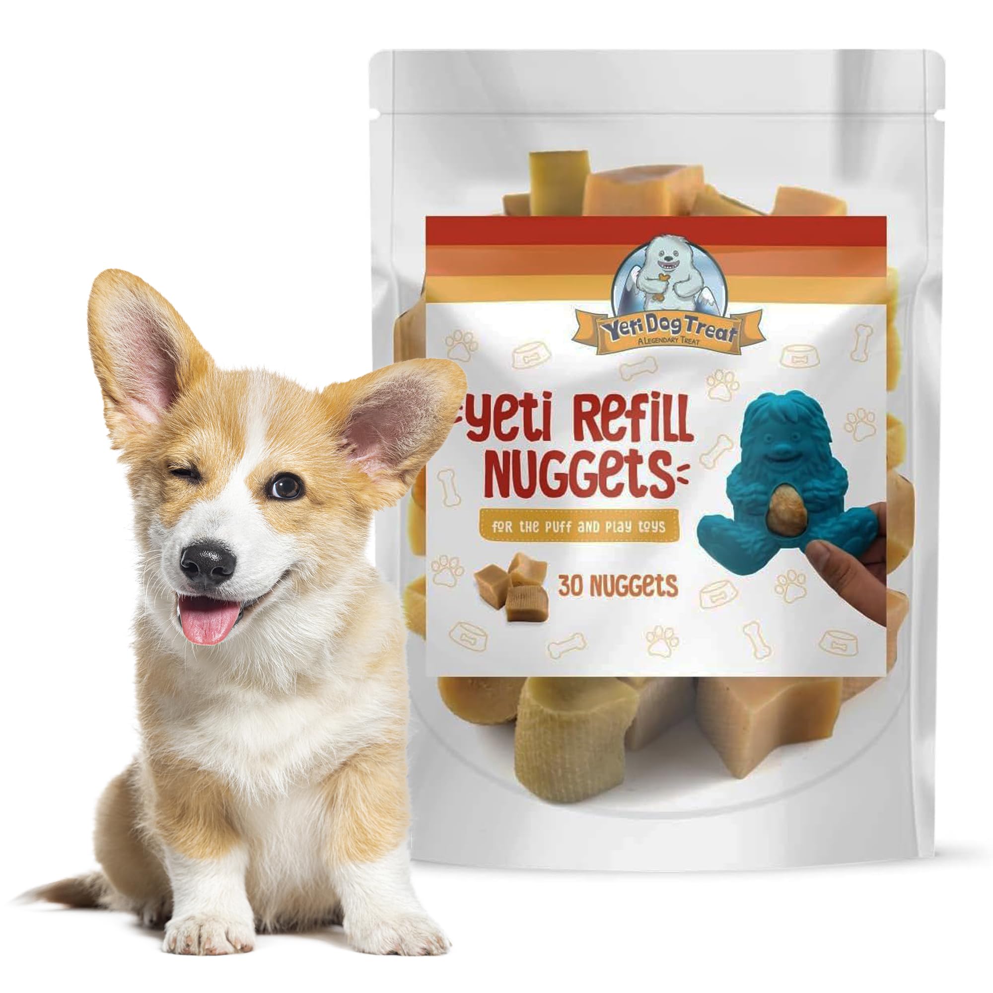 Yeti Refill Nuggets for Puff and Play Dog Toys - Natural Himalayan Yak Cheese Treats, Promotes Dental Health, Suitable for All Dogs, Ideal for Interactive Chew Toys and Dispensers, 30 Pieces, 14 Oz