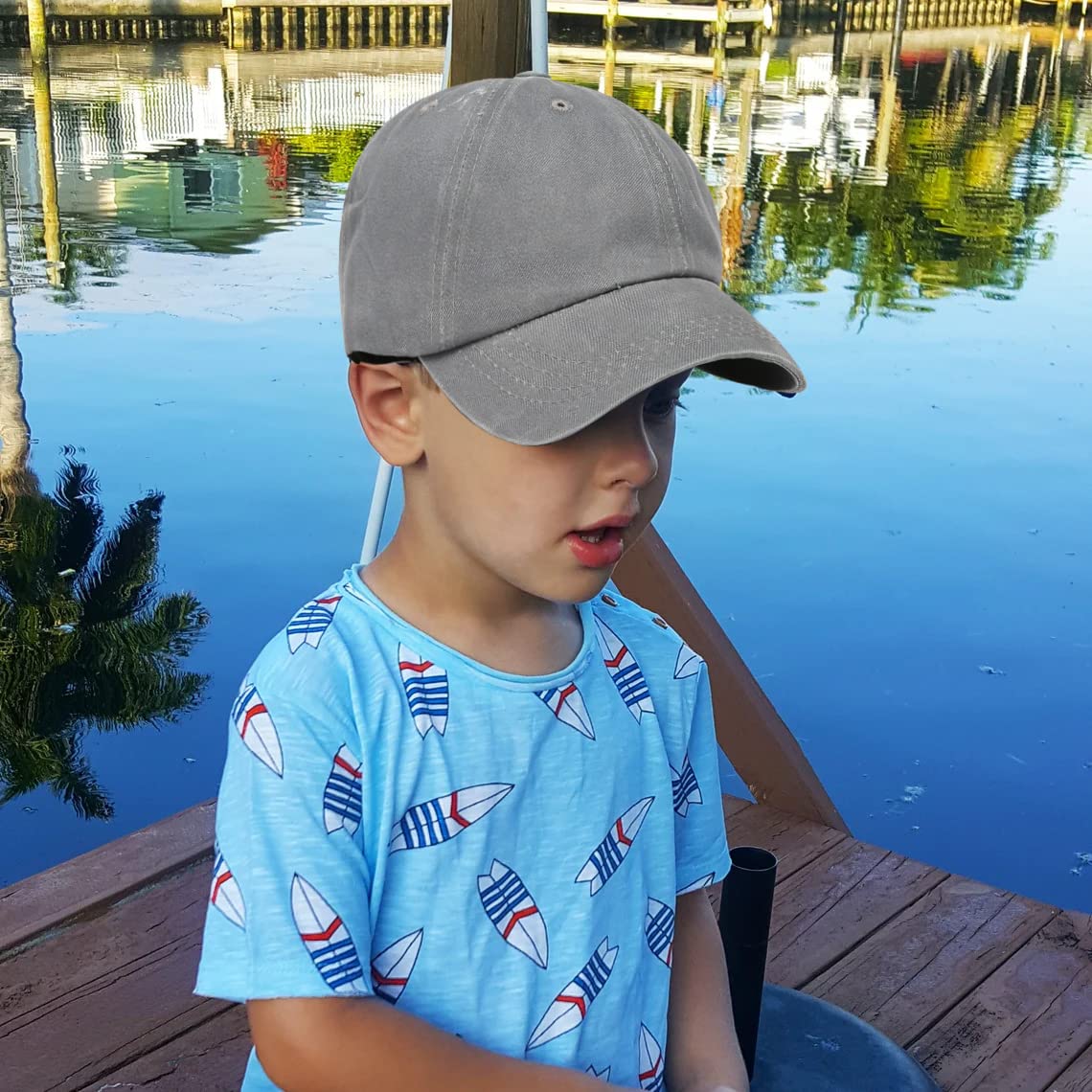 Kids Baby Girls Hat Washed Baseball Cap Cotton Solid Sun Hats for Children Fit for 2-7 Years