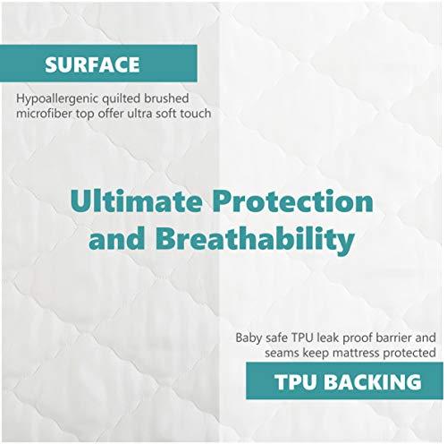 Crib Mattress Protector, Baby Mattress Protector | Crib Waterproof Mattress Cover | Breathable Zippered Toddler Mattress Protector (White, 52β x 28β)