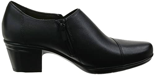 Clarks womens Emslie Warren Slip On Loafer, Black Leather, 7.5 Wide US