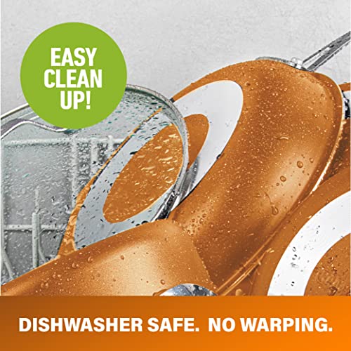 Gotham Steel Copper Cast 10 Piece Pots and Pans Set with Ultra Nonstick Diamond Surface, Includes Frying Pans, Stock Pots, Saucepans & More, Stay Cool Handles, Oven & Dishwasher Safe, 100% PFOA Free