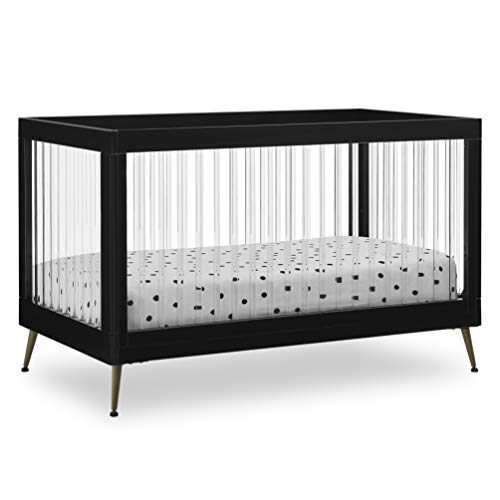 Delta Children Sloane 4-in-1 Acrylic Convertible Crib - Includes Conversion Rails, Black w/Melted Bronze