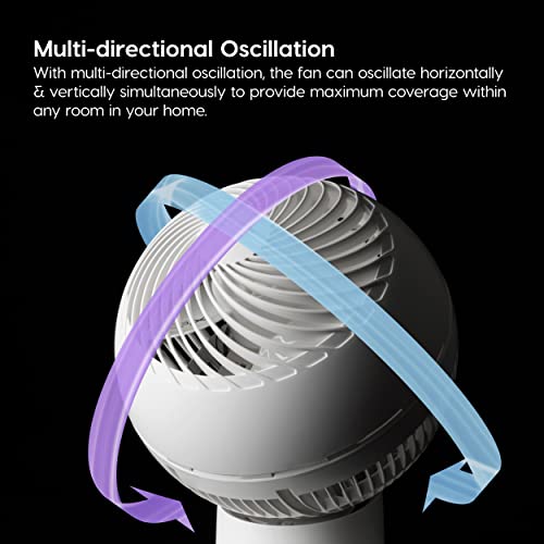 IRIS USA WOOZOO Oscillating Fan, Vortex Fan, DC Motor Quiet and Eco Friendly, 8-in-1 Fan w/ Remote/ Timer/ Multi Oscillation/ 10 Speed Settings, 89ft Max Air Distance, Medium, White