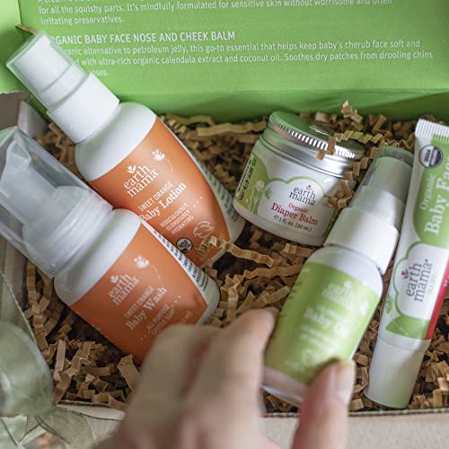 Earth Mama A Little Something for Baby Gift Set Safe Skin Care Essentials for Newborn Baby Shower, 5-Piece Set (Packaging May Vary)