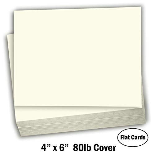 Hamilco Cream Colored Cardstock Thick Paper - Blank Index Flash Note & Post Cards - Greeting Invitations Stationary 4 X 6" Heavy Weight 80 lb Card Stock for PrinterĀ - 100 Pack