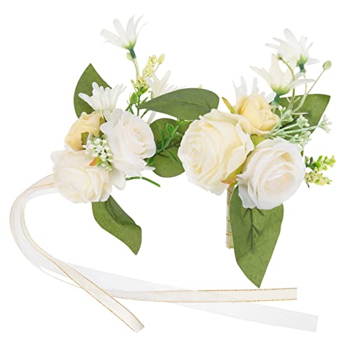 BESPORTBLE 1 Set Wrist Flowers and Corsages Bridesmaid Bracelets Wedding Decor Purple Bracelets Wedding Supplies Corsage Wristlet Band Boutonniere Silk Flower White Bridegroom Corsage Roses